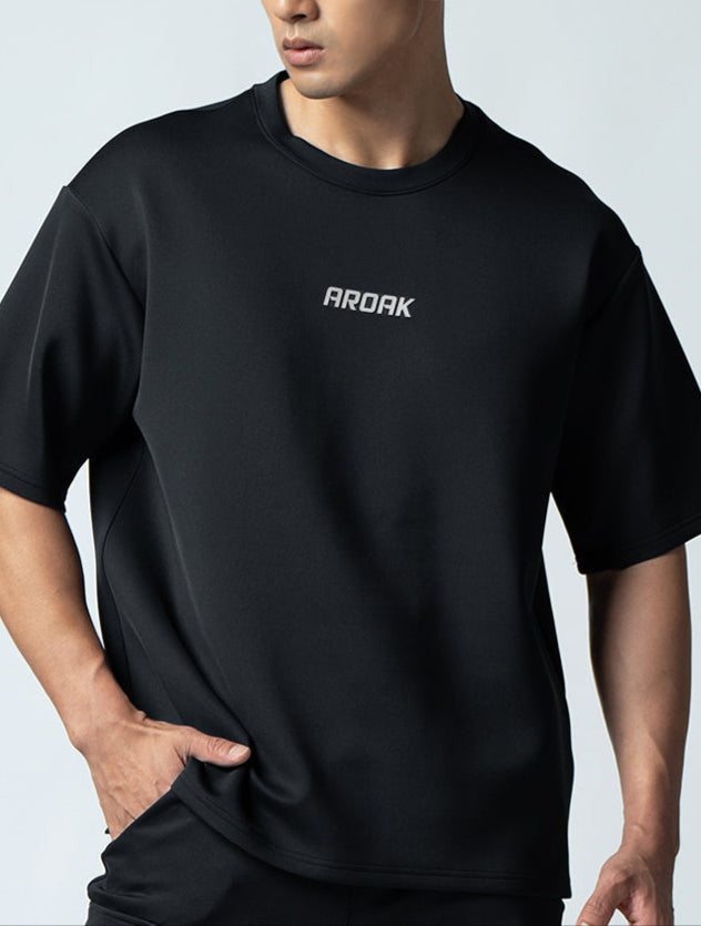 AirFlex™ OVERSIZED short-sleeved top【BLACK】 – AROAK JAPAN